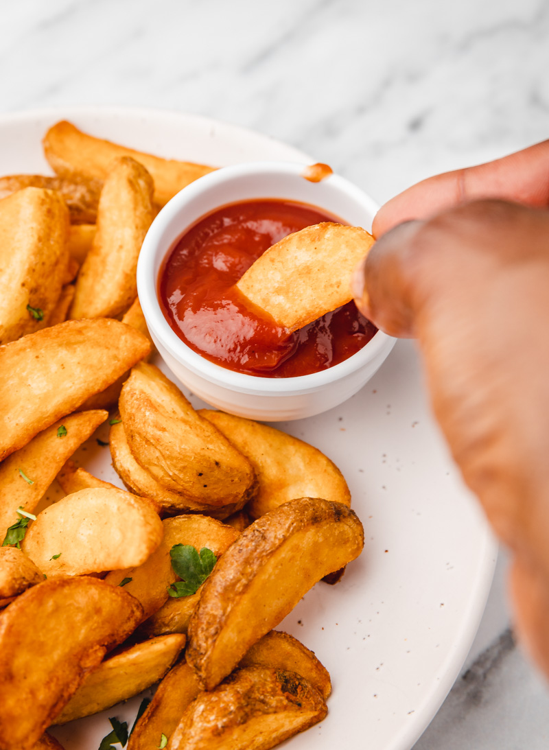 Air Fryer Frozen Potato Wedges - cravingsmallbites.com
